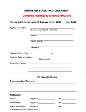 Fillable Online TEMPORARY STREET PRIVILEGE PERMIT Fax Email Print ...