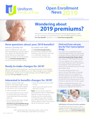 Fillable Online UMP Open Enrollment Newsletter 2019 - Washington State ...