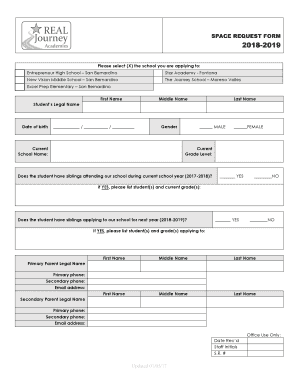 Fillable Online space request form - REAL Journey Academies Fax Email ...