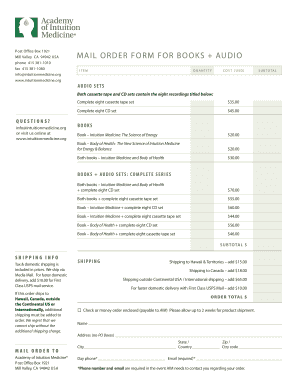 Fillable Online Post Office Box 1921 MAIL ORDER FORM FOR BOOKS + AUDIO ...