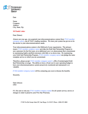 Fillable Online Sample 10 Month Letter.doc Fax Email Print - pdfFiller