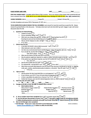Fillable Online Post Fall Huddle Sheet - Inside KentuckyOne Fax Email ...