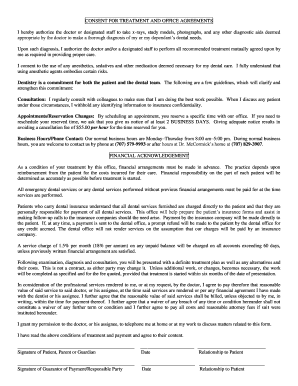 Fillable Online CONSENT FOR TREATMENT AND OFFICE AGREEMENTS Fax Email ...
