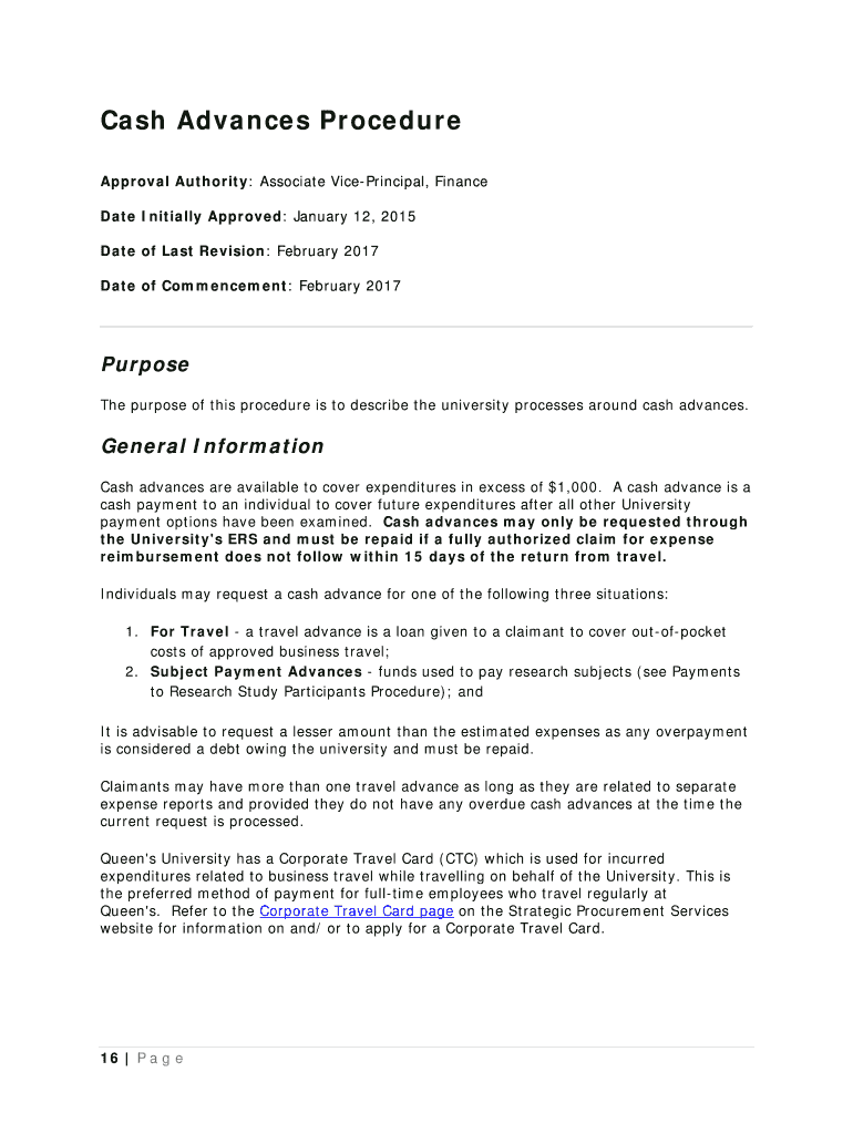 Fillable Online OPB - Payment and Accounting for Travel Advances Policy ...