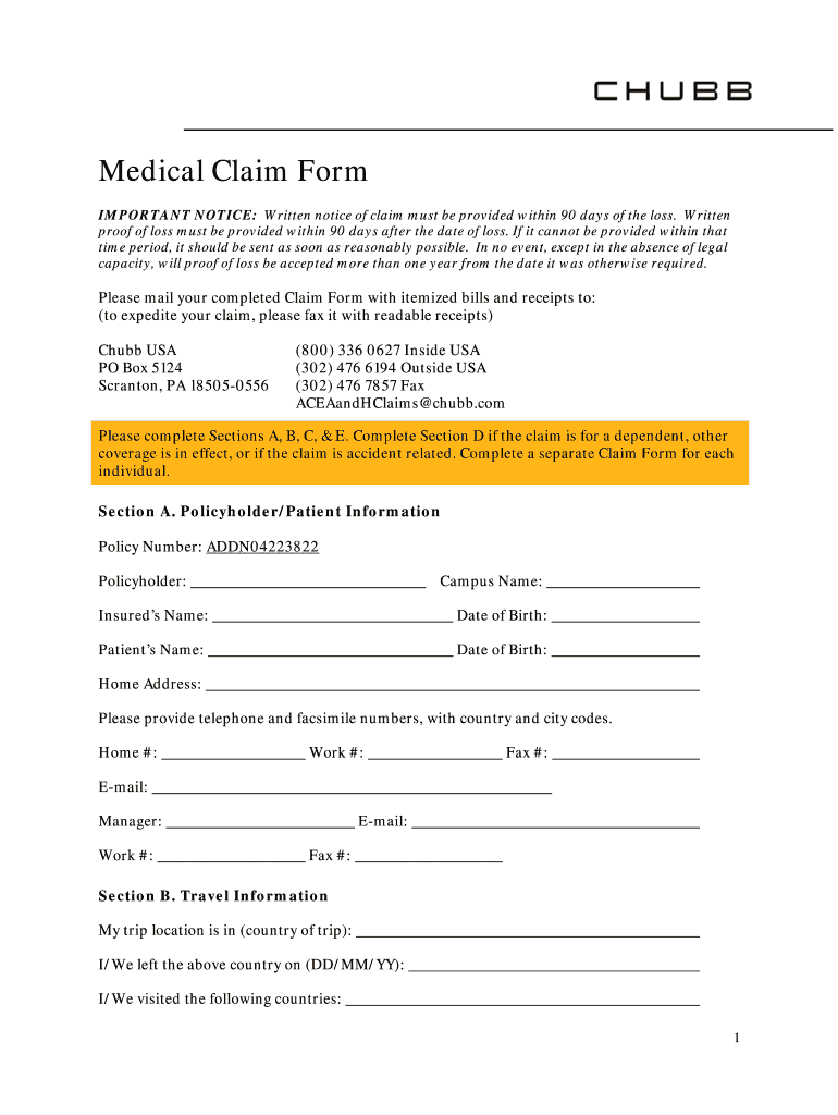 Fillable Online UC Student Travel Accident & Sickness Claim Form Fax ...