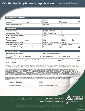 Fillable Online Car Hauler Supplemental Application Fax Email Print ...