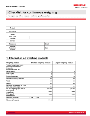 Fillable Online Checklist for continuous weighing Fax Email Print ...