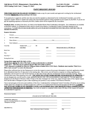 Fillable Online PAINT REQUEST (HOUSE) Fax Email Print - pdfFiller