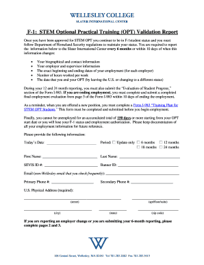 Fillable Online F-1: STEM Optional Practical Training (OPT) Validation ...