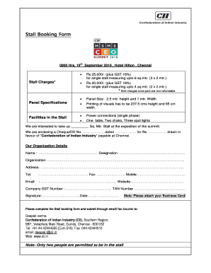 Fillable Online Stall Booking Form - MyCII Fax Email Print - pdfFiller