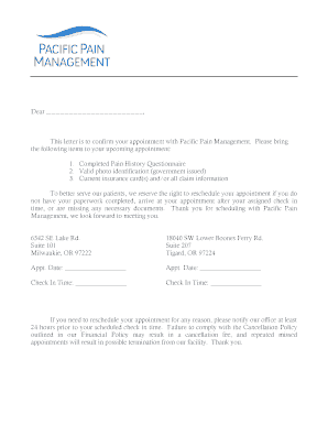 Fillable Online This letter is to confirm your appointment with Pacific ...