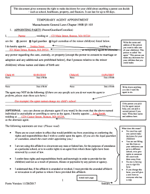 Fillable Online Sample Temporary Agent Appointment with Alternate (11 ...