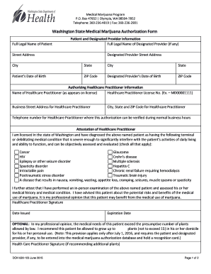 Fillable Online Medical Marijuana Authorization Form. This is the ...