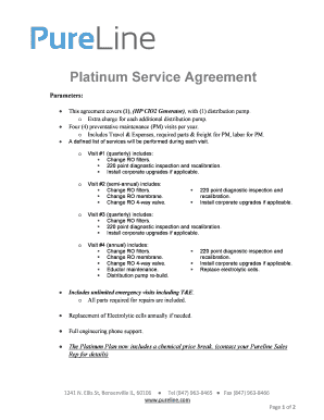 Fillable Online Platinum Service Agreement Spec Sheet A Fax Email Print ...