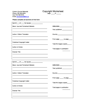 Fillable Online Copyright worksheet Fax Email Print - pdfFiller