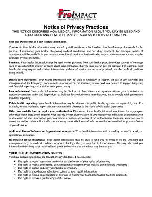 Fillable Online Notice of Privacy Practices FORM Feb08 - Pro Impact Fax ...