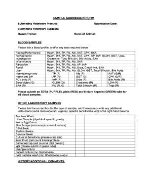 Fillable Online sample submission form - Valley Equine Hospital Fax Email Print - pdfFiller