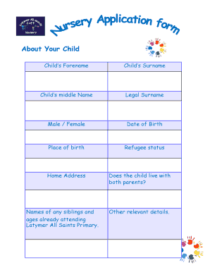 Fillable Online Nursery Application Form - Latymer All Saints Fax Email ...