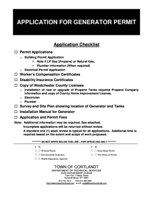 Fillable Online APPLICATION FOR GENERATOR PERMIT Fax Email Print ...