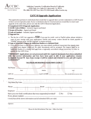Fillable Online CATC II Upgrade Application - ACCBC Fax Email Print ...