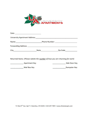 Fillable Online Move-Out Form - University Apartments Fax Email Print ...