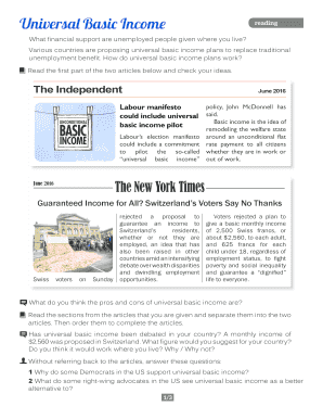 Fillable Online Universal Basic Income Fax Email Print - pdfFiller