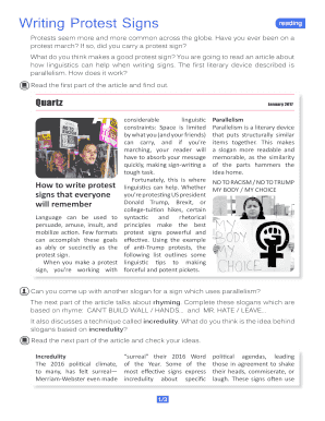 Fillable Online Writing Protest Signs Fax Email Print - pdfFiller