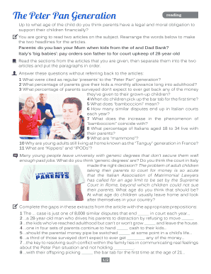 Fillable Online The Peter Pan Generation Fax Email Print - pdfFiller