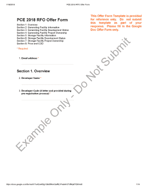 Fillable Online PCE 2018 RFO Offer Form Fax Email Print - pdfFiller