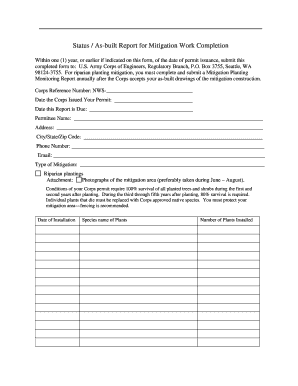Fillable Online Status / As-built Report for Mitigation Work Completion ...