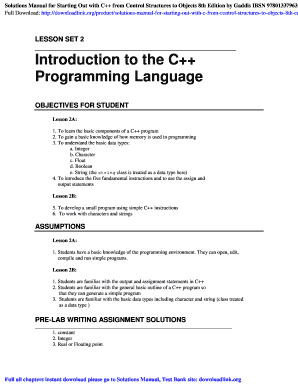 Fillable Online Starting Out with C++ from Control Structures to Objects 8th Edition ... Fax ...