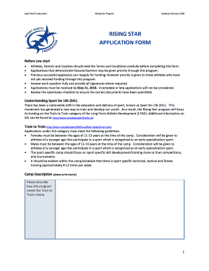 Fillable Online rising star application form - Sport North Fax Email ...