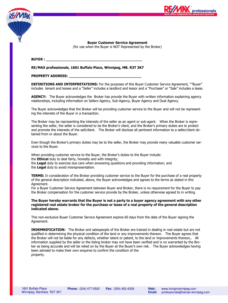 Fillable Online UU - Exclusive Buyer Agency Contract - Short Form ...