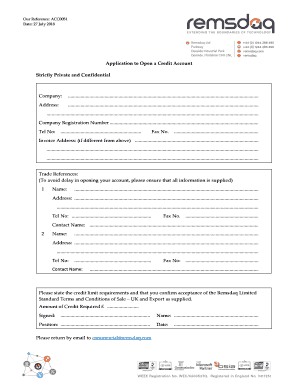 Fillable Online Credit Application Form - Remsdaq Fax Email Print - pdfFiller