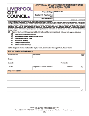 Fillable Online APPROVAL OF ACTIVITIES UNDER SECTION 68 Fax Email Print - pdfFiller