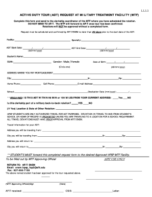 Fillable Online Active Duty Tour (ADT) Request Form Fax Email Print ...