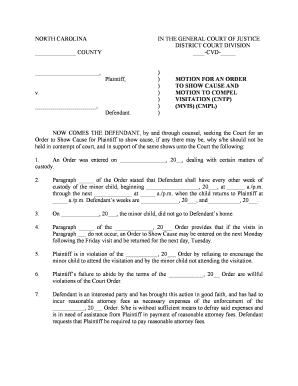 Fillable Online Motion for An Order to Show Cause and Motion to Compel ...