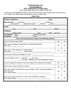 Fillable Online DCP Application for Employment Fax Email Print - pdfFiller