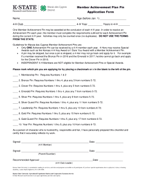 Fillable Online Member Achievement Plan Pin Application Form - Marais ...