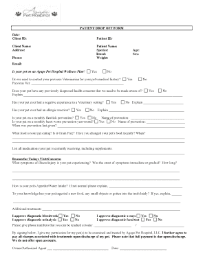 Fillable Online PATIENT DROP OFF FORM.docx Fax Email Print - pdfFiller