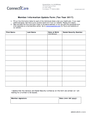 Fillable Online Member Information Update Form (Tax Year 2017). Member ...