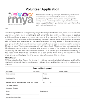 Fillable Online RMYA Application - Roy Maas Youth Alternatives Fax Email Print - pdfFiller