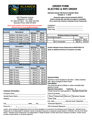 Fillable Online ORDER FORM ELECTRIC & WiFi ORDER - Ventura Home ... Fax ...