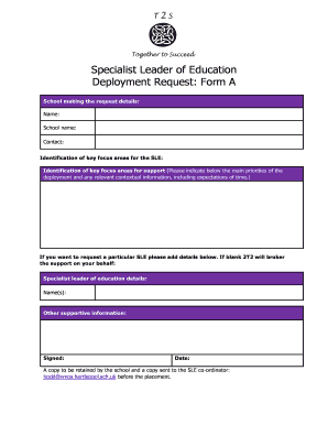 Fillable Online Specialist Leader of Education Deployment Request: Form ...