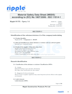 Fillable Online Material Safety Data Sheet (MSDS) - Ripple Construction ...