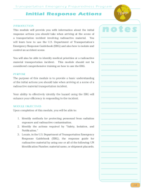 Fillable Online Initial Response Actions - Transportation Emergency Preparedness ... Fax Email ...