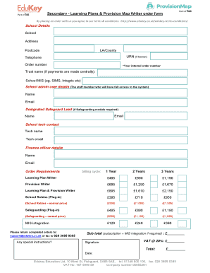 Fillable Online Secondary - Learning Plans & Provision Map Writer order ...
