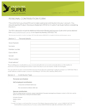 Fillable Online personal contribution form - Cruelty Free Super Fax ...