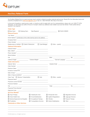 Fillable Online Optum Ancillary Referral Form - Optum Workers' Comp Fax ...