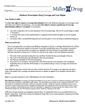 Fillable Online Medicare Prescription Drug Coverage and Your Rights - Miller Drug Fax Email ...